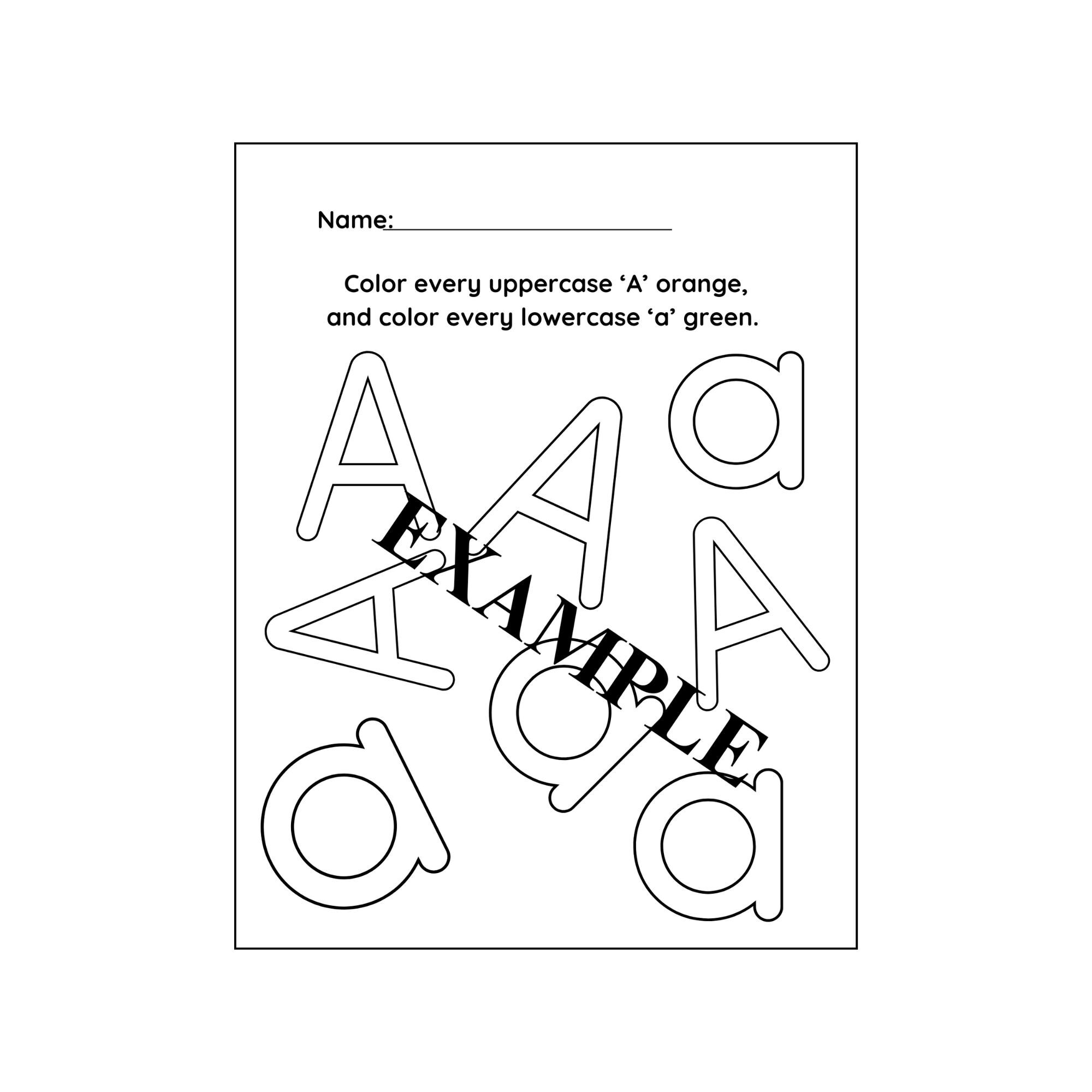 Color the Upper and Lowercase Letters - Etsy