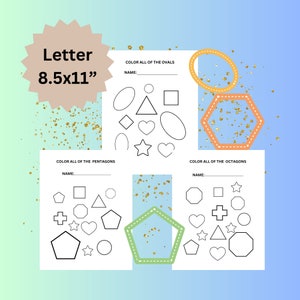Color the Shapes Worksheets - Etsy