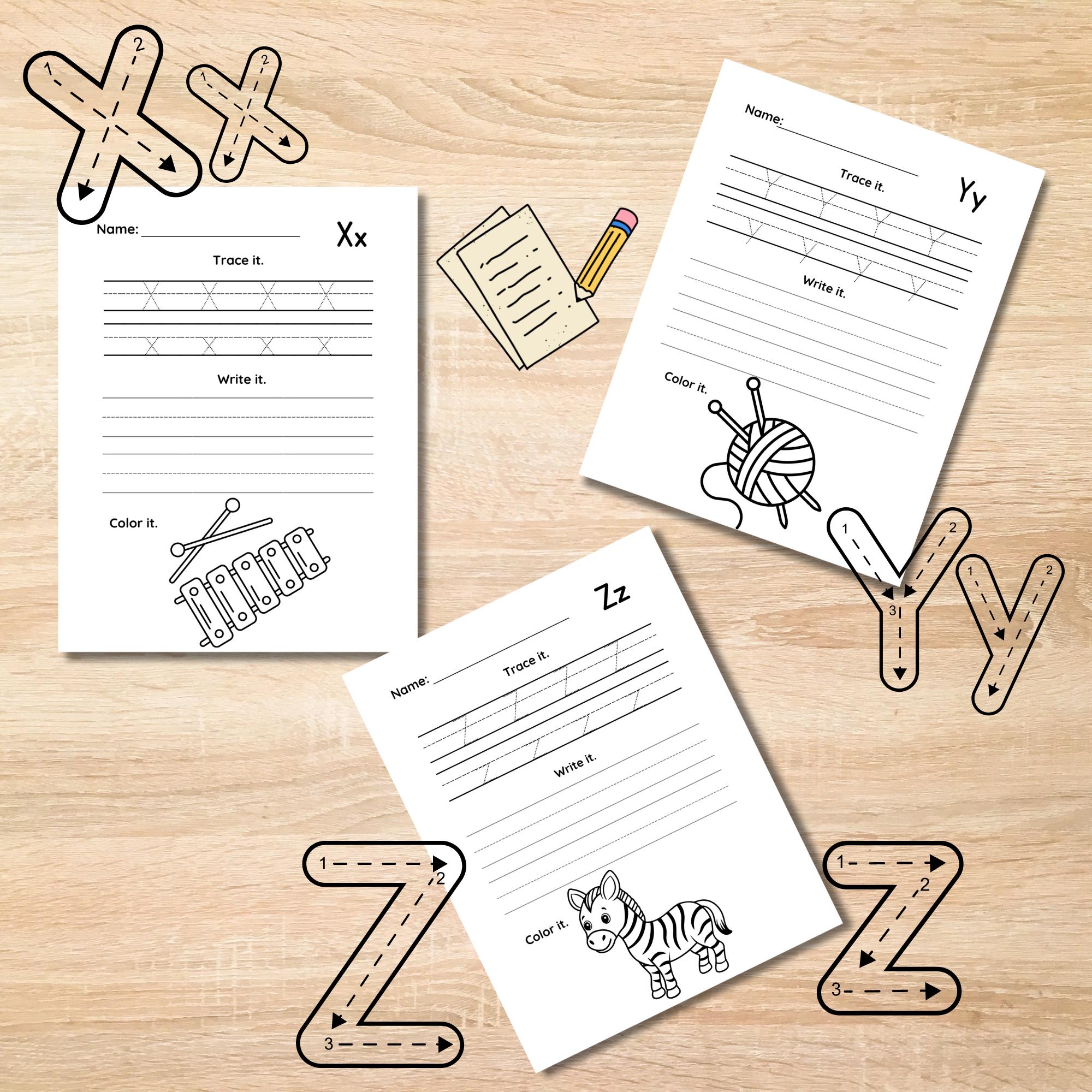 Trace It, Write It, Color It Worksheets - Etsy