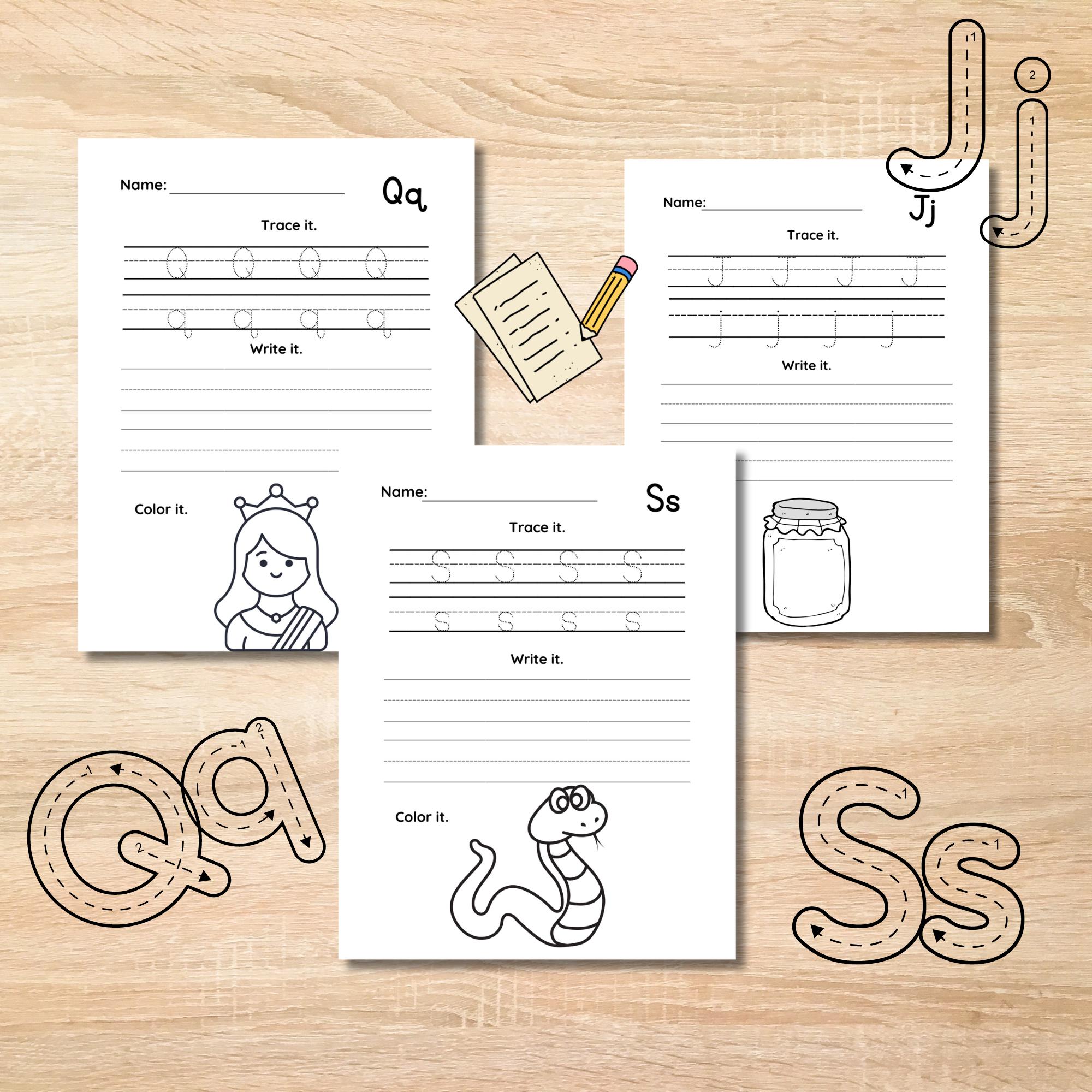 Trace It, Write It, Color It Worksheets - Etsy