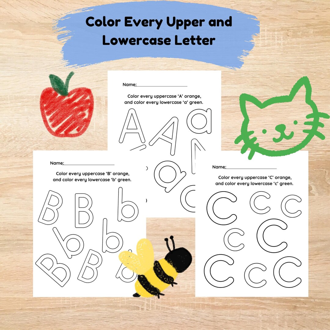 Color the Upper and Lowercase Letters - Etsy
