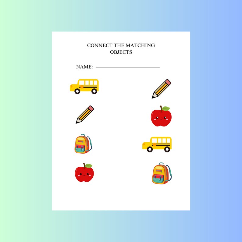 Digital Printable Matching Activity Worksheets Bundle - Etsy