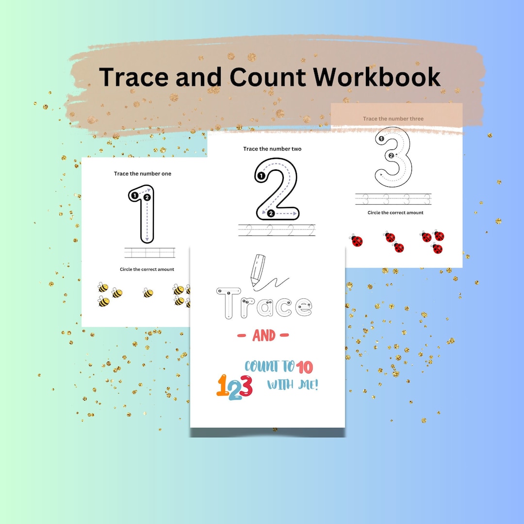 Trace and Count to 10 With Me Workbook - Etsy