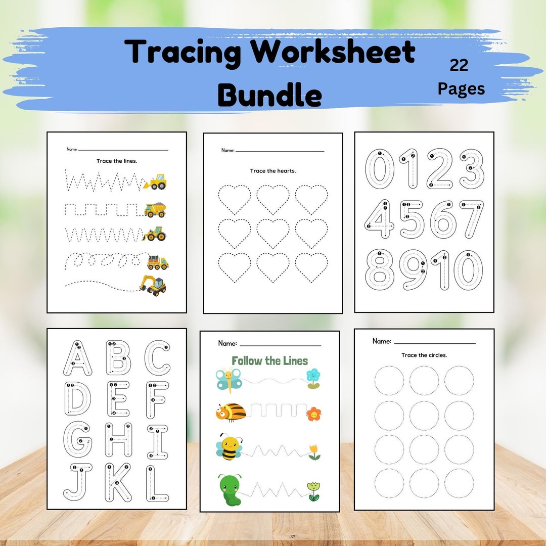 Tracing Worksheet Bundle - Etsy