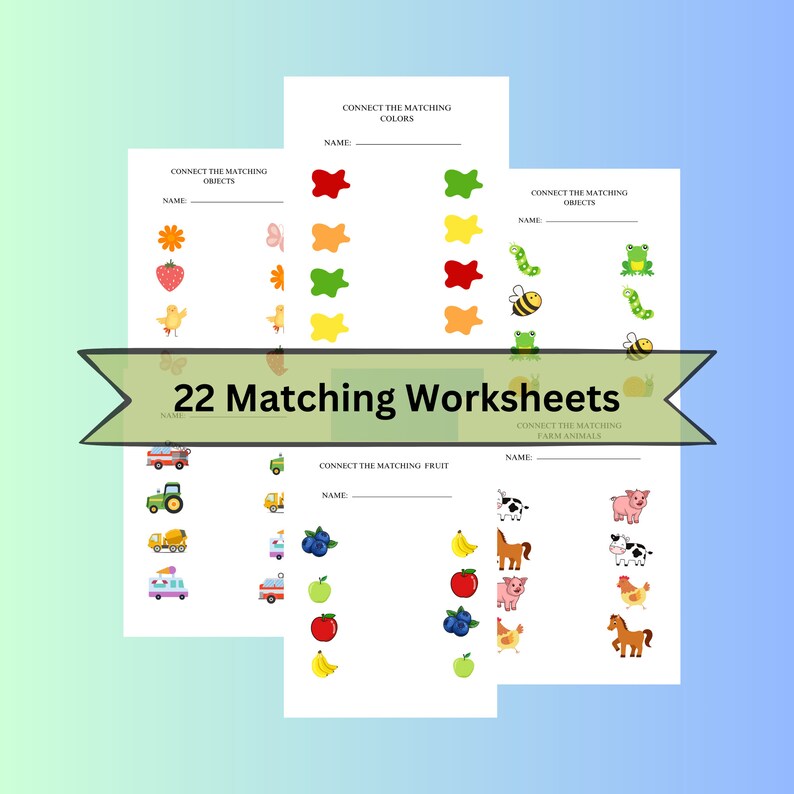 Digital Printable Matching Activity Worksheets Bundle - Etsy