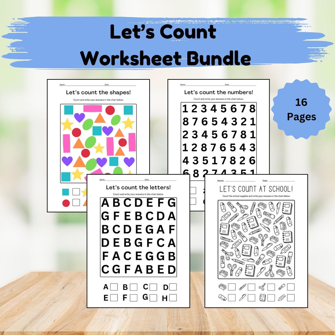 Let's Count Worksheet Bundle - Etsy