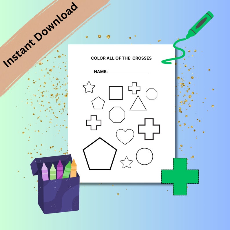 Color the Shapes Worksheets - Etsy