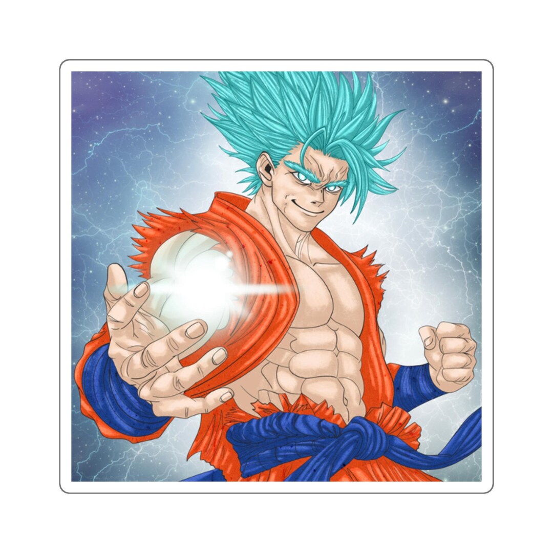 Hand-drawn Super Saiyan Blue Goku Sticker, Dragon Ball Super Square ...