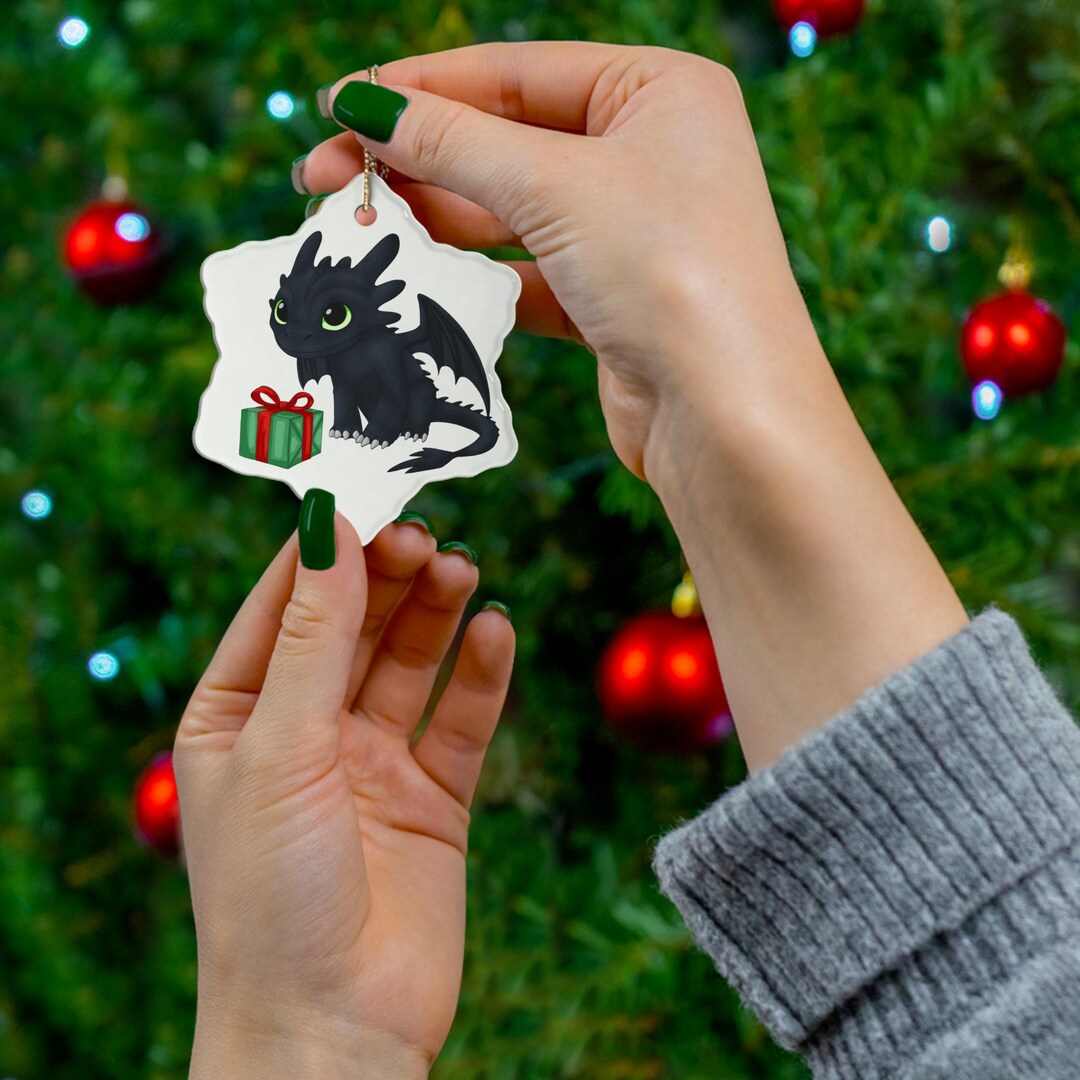 Ceramic Ornament, Toothless Dragon Fan Art, Holiday Decor, Christmas ...