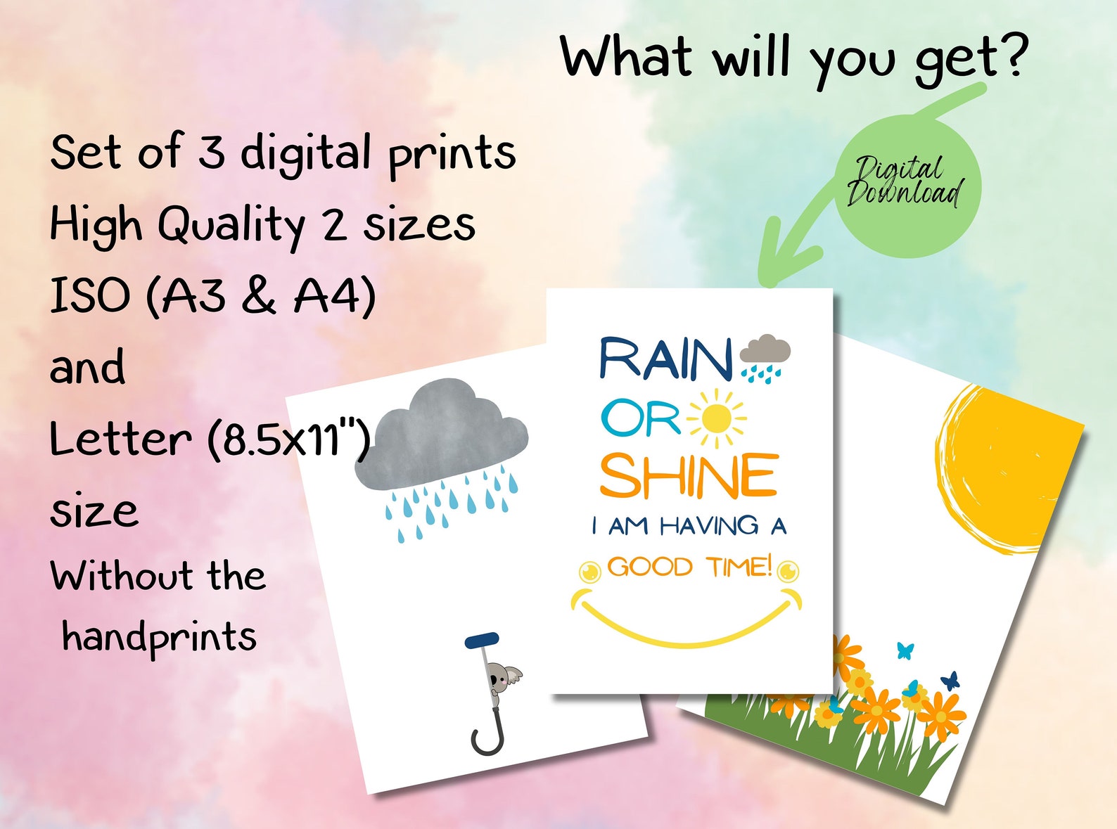 Set of 3 Printable Activity for Toddlers, Handprint Art, Digital Wall ...