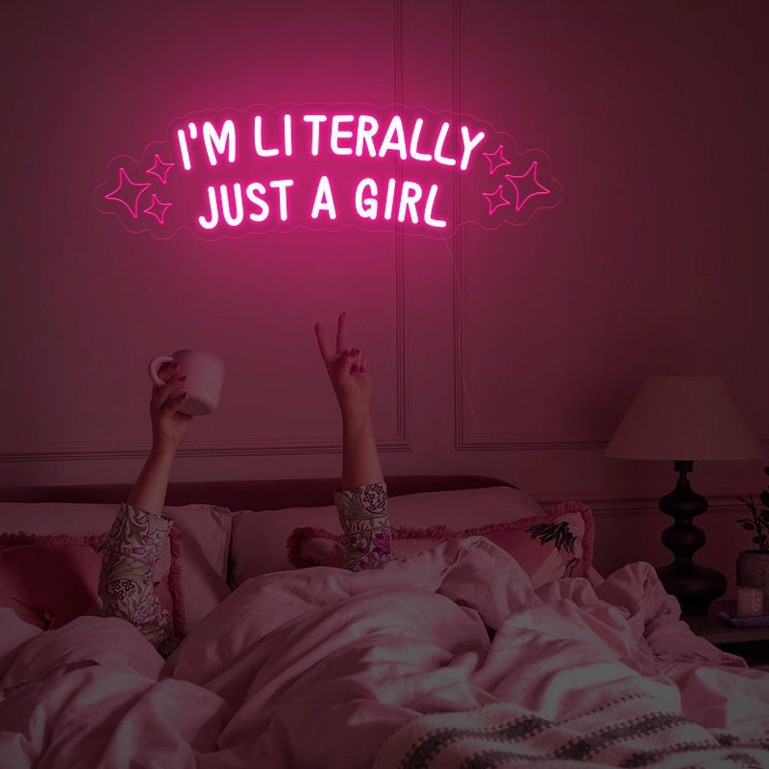 I'm Literally Just A Girl Neon Sign: Pink Bows Bedroom Decor - Etsy