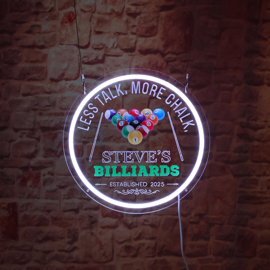 Billiard Room Neon Sign, Man Cave, Personalized Billiard Sign, Game ...
