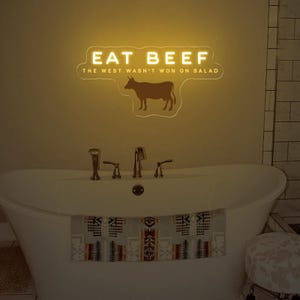 Eat Beef Neon Sign: Western Farmhouse Kitchen Decor - Etsy