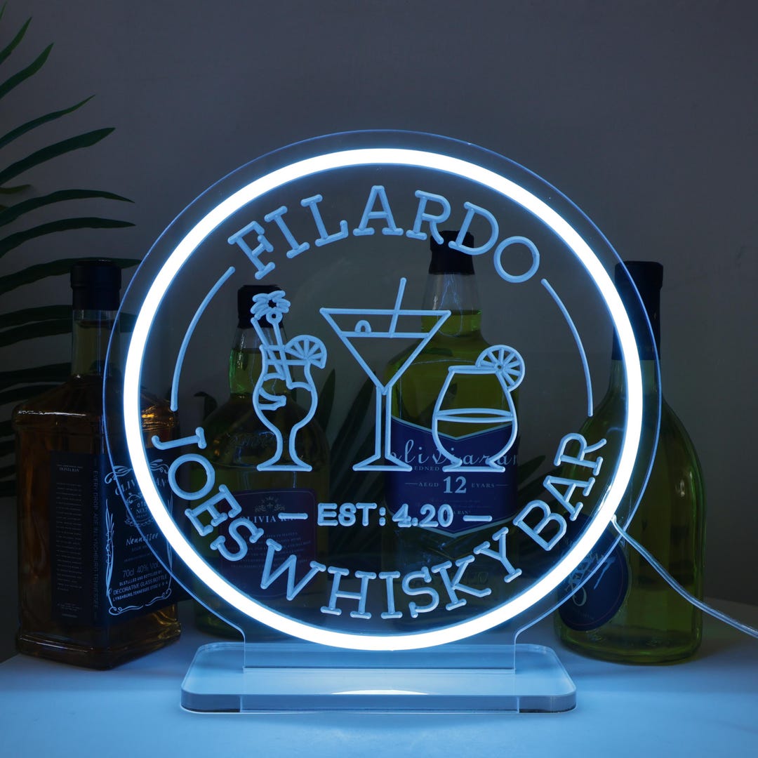 Custom Neon Sign With Stand ,neon Bar Sign, Circle Shape Table Sign ...