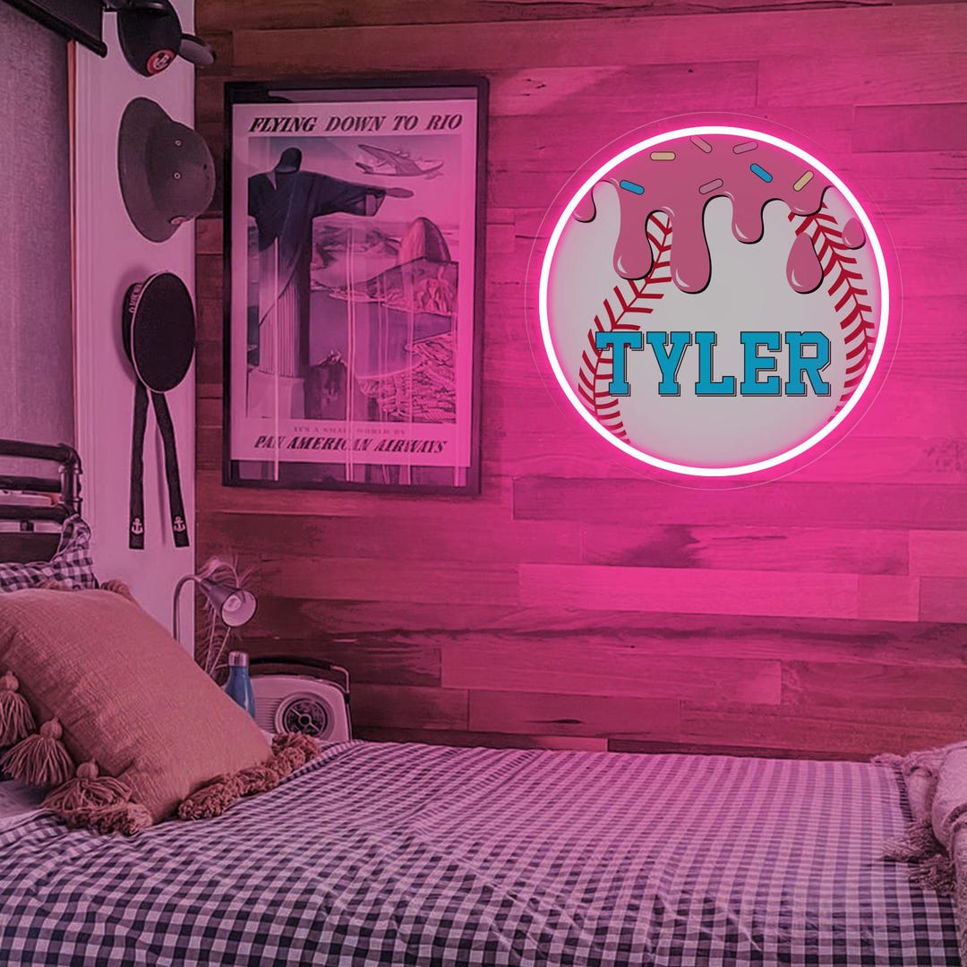 Baseball Drip Neon Sign: Sports Nursery Decor, Gift for Baseball Fans ...