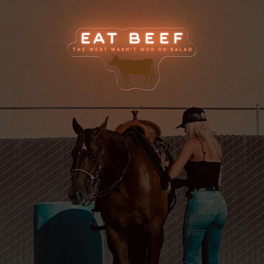 Eat Beef Neon Sign: Western Farmhouse Kitchen Decor - Etsy