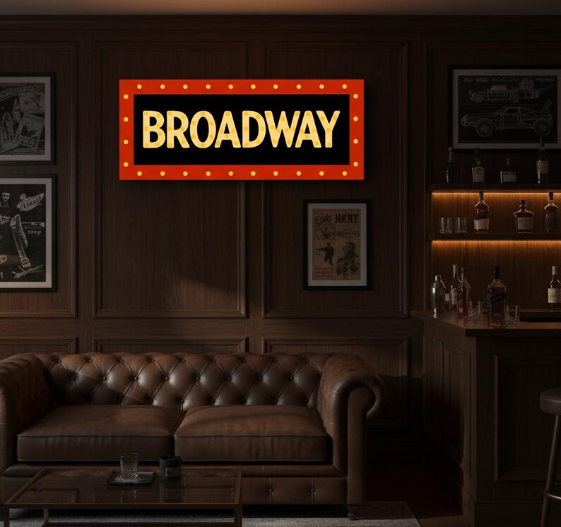 Lighted Broadway Marquee Sign: Retro Theater Room Decor - Etsy