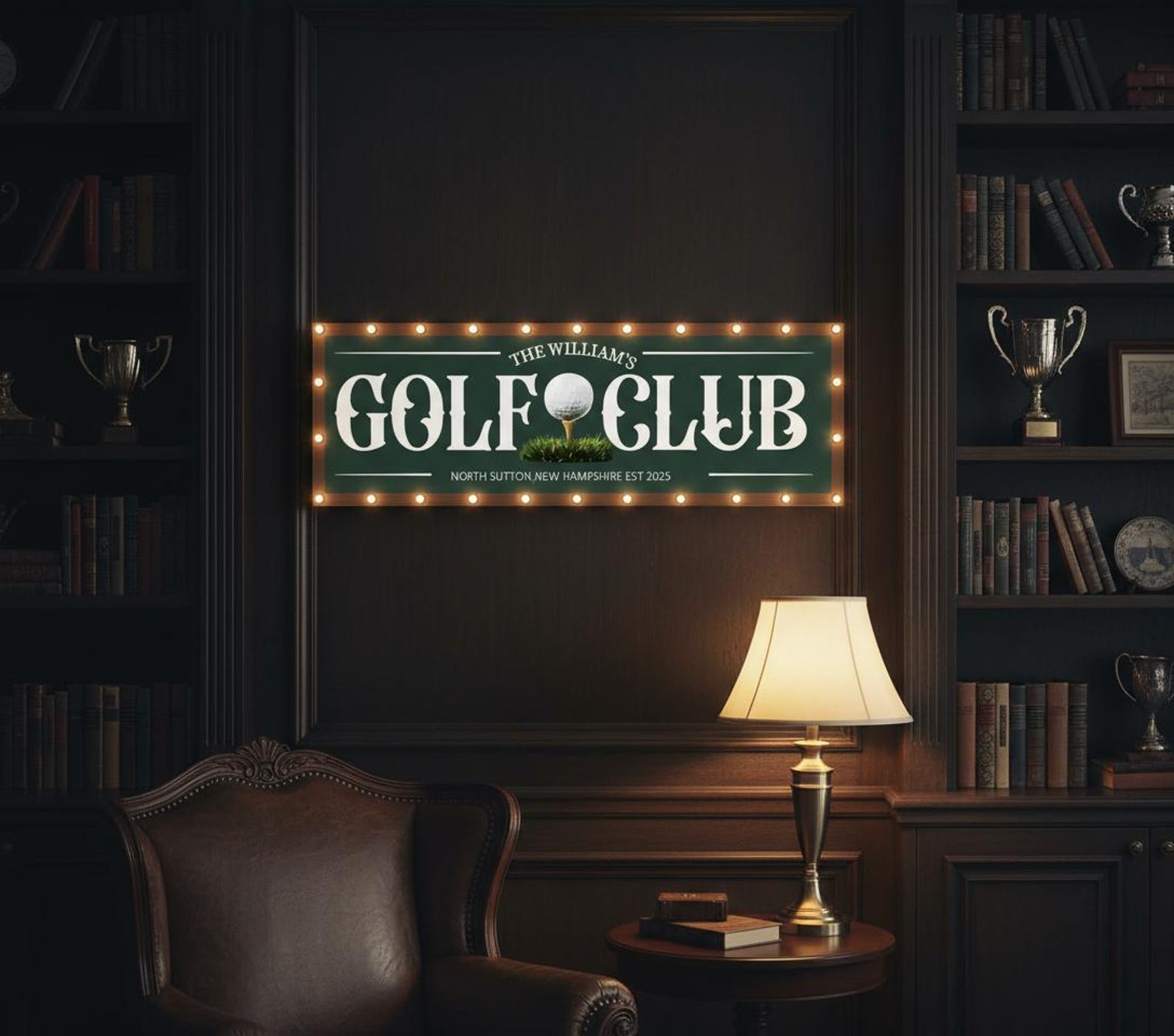 Custom Golf Marquee Sign for Home Bar, Personalized 19th Hole Light up ...
