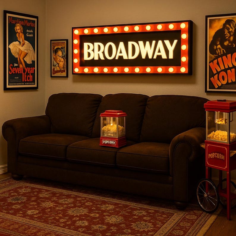 Lighted Broadway Marquee Sign: Retro Theater Room Decor - Etsy