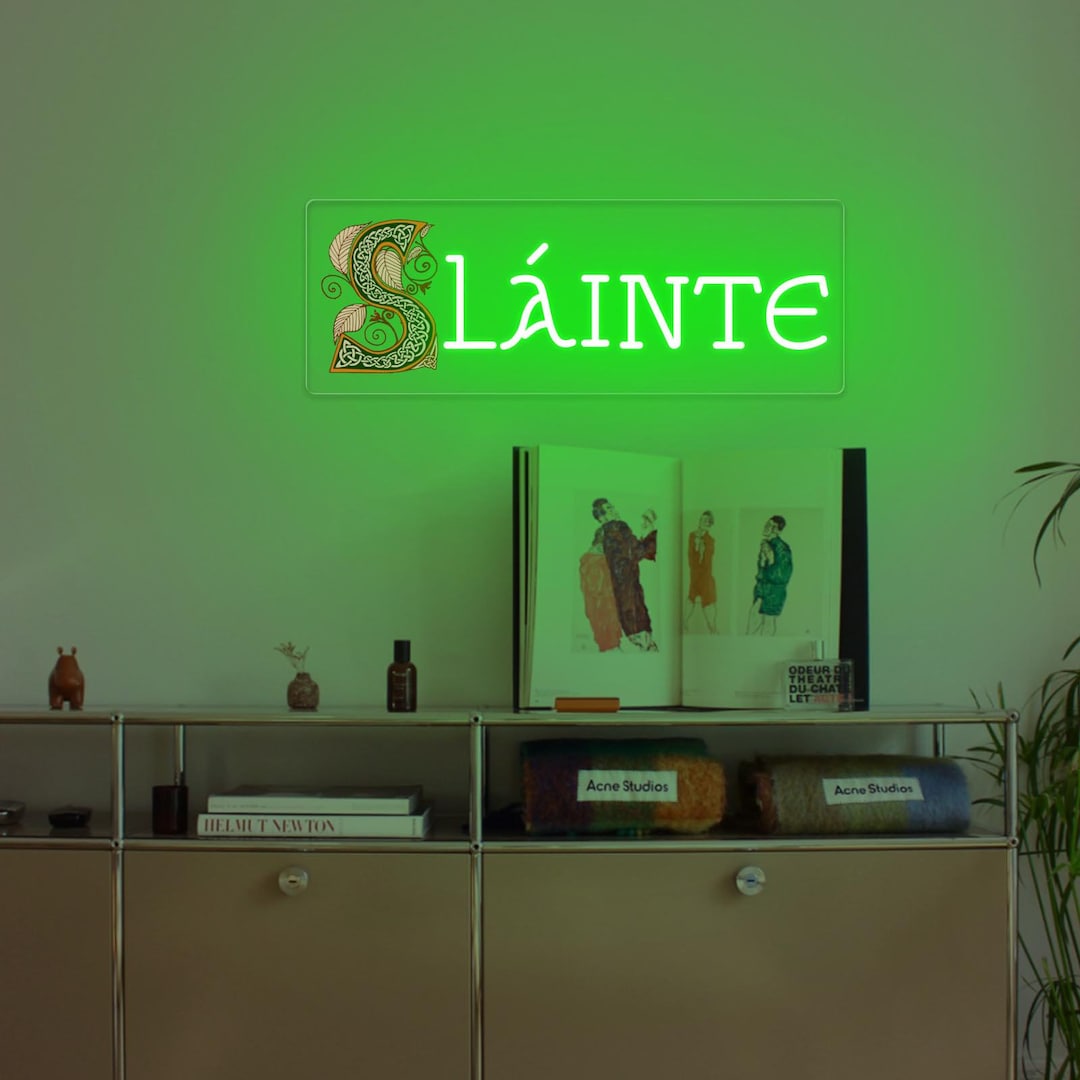 Slainte Neon Sign, Irish Cheers Wall Decor, Celtic Irish Signs, Irish ...