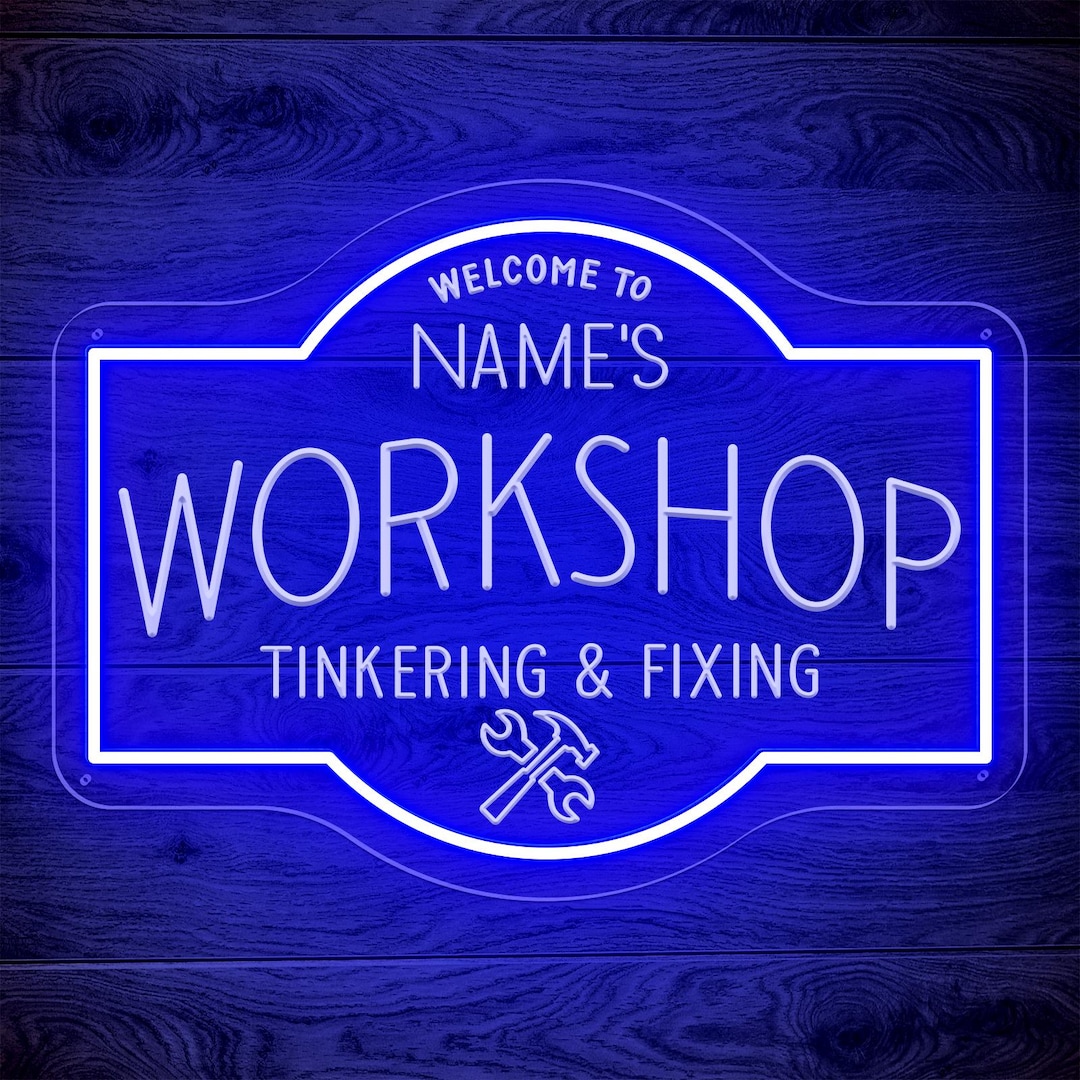 Personalized Workshop LED Neon Sign: Garage Bar Decor, Workshop Car ...