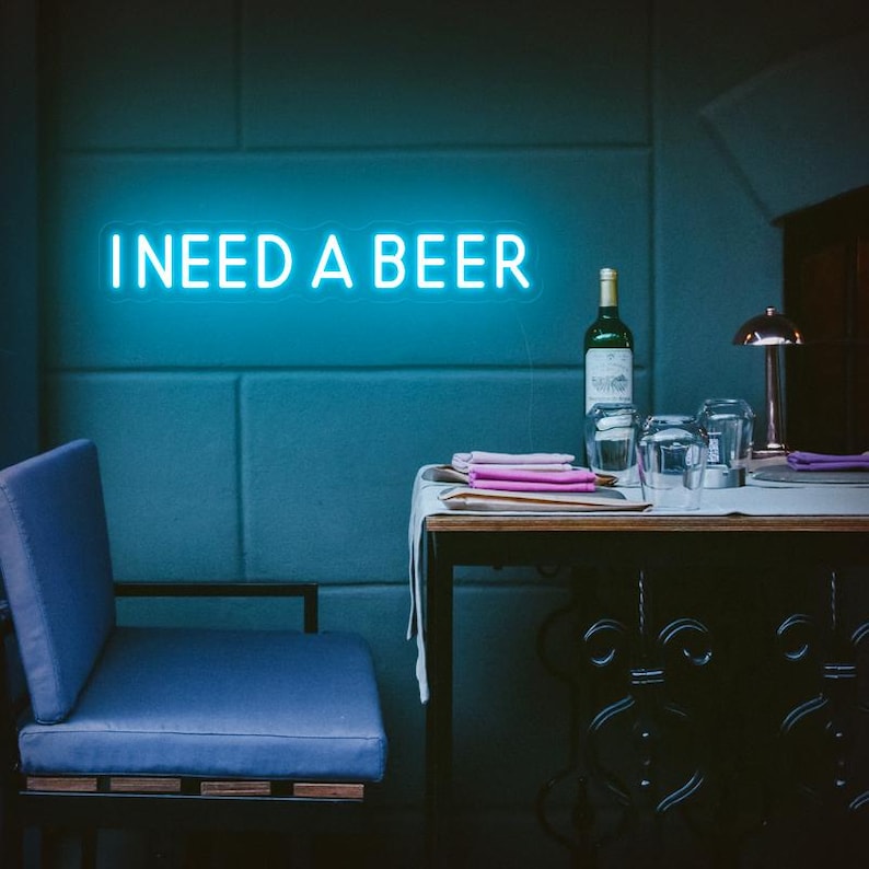 I Need a Beer Neon Sign: Custom Bar Decor - Etsy
