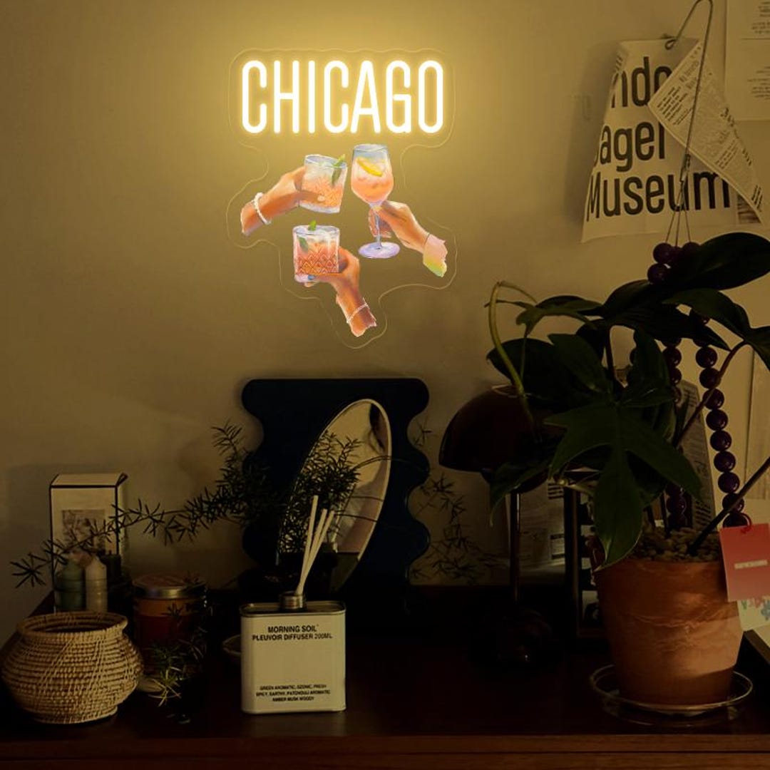 Custom City Neon Sign, Chicago Philly Wall Art, Cheers Neon Sign ...