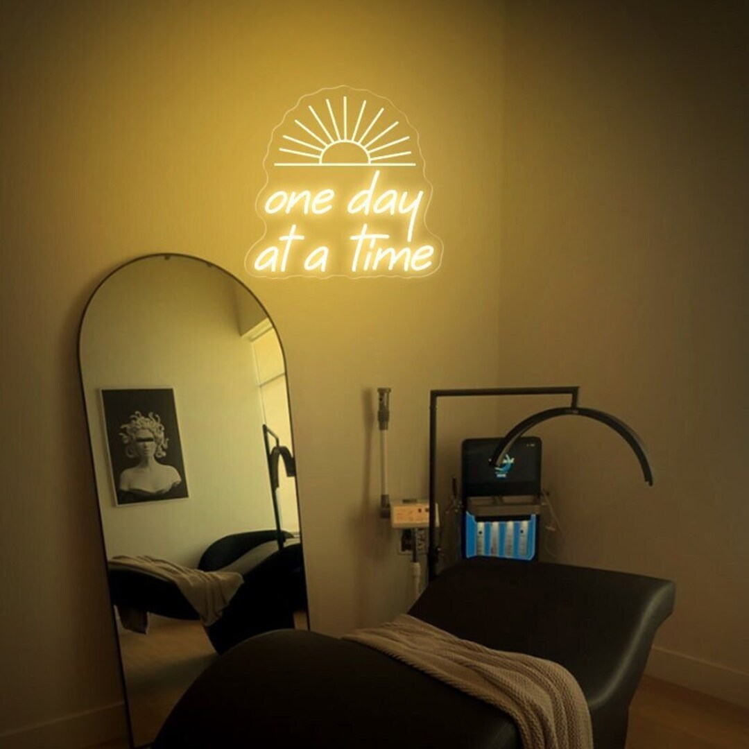 One Day at A Time Neon Sign, Farmhouse Style Signs, Encouragement Gift ...