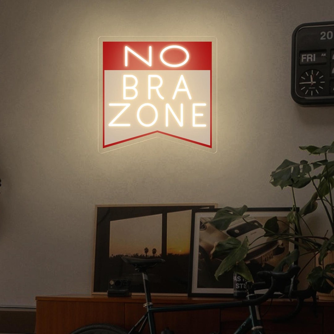 No Bra Zone Neon Sign, Funny Bathroom Wall Art, Girls Bathroom Quote Decor, Cute Dorm Room Home ...