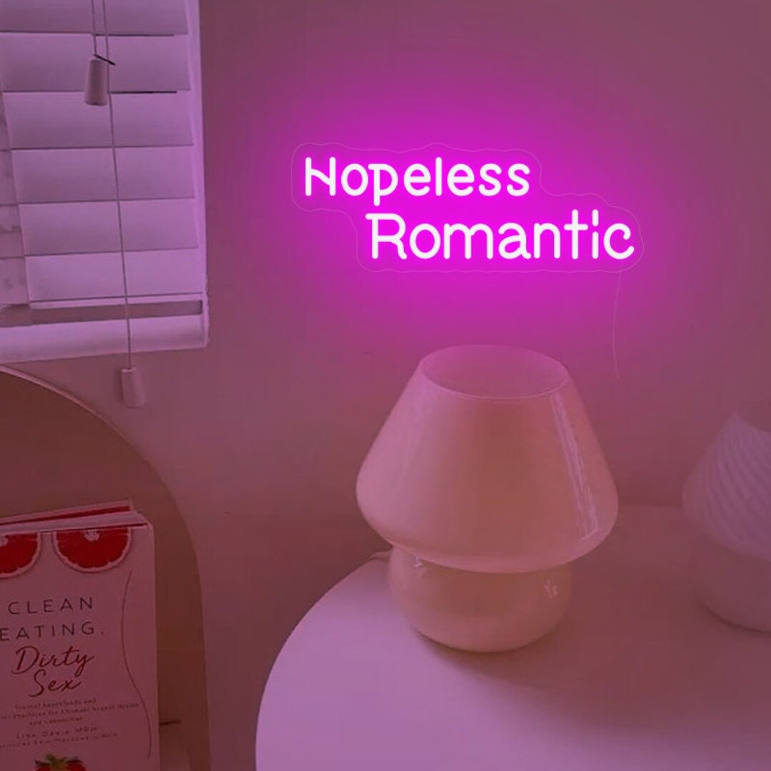 Hopeless Romantic Neon Sign,funny Valentines Day Decor,bookish Merch ...