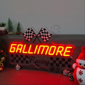 Custom Checkered Flag Racing Neon Sign: Personalized Race Car Decor - Etsy