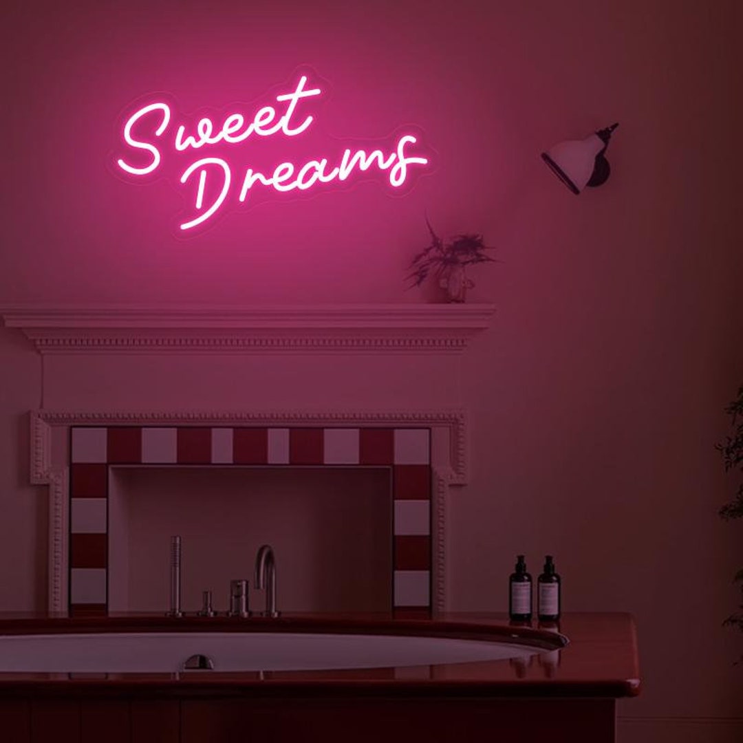 Sweet Dreams Neon Sign, Dorm Room Wall Decor, Quotes for Kids Room ...