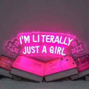 I'm Literally Just A Girl Neon Sign: Pink Bows Bedroom Decor - Etsy