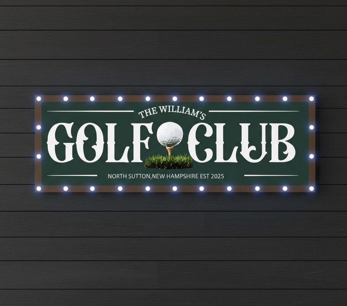 Custom Golf Marquee Sign for Home Bar, Personalized 19th Hole Light up ...