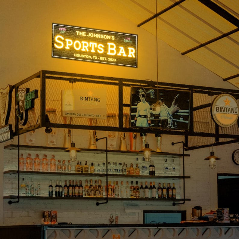 Personalized Sports Bar LED Neon Sign: Custom Man Cave Decor - Etsy