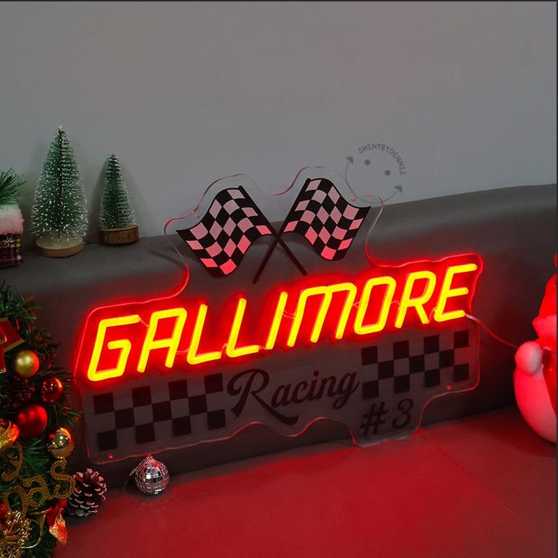 Custom Checkered Flag Racing Neon Sign: Personalized Race Car Decor - Etsy