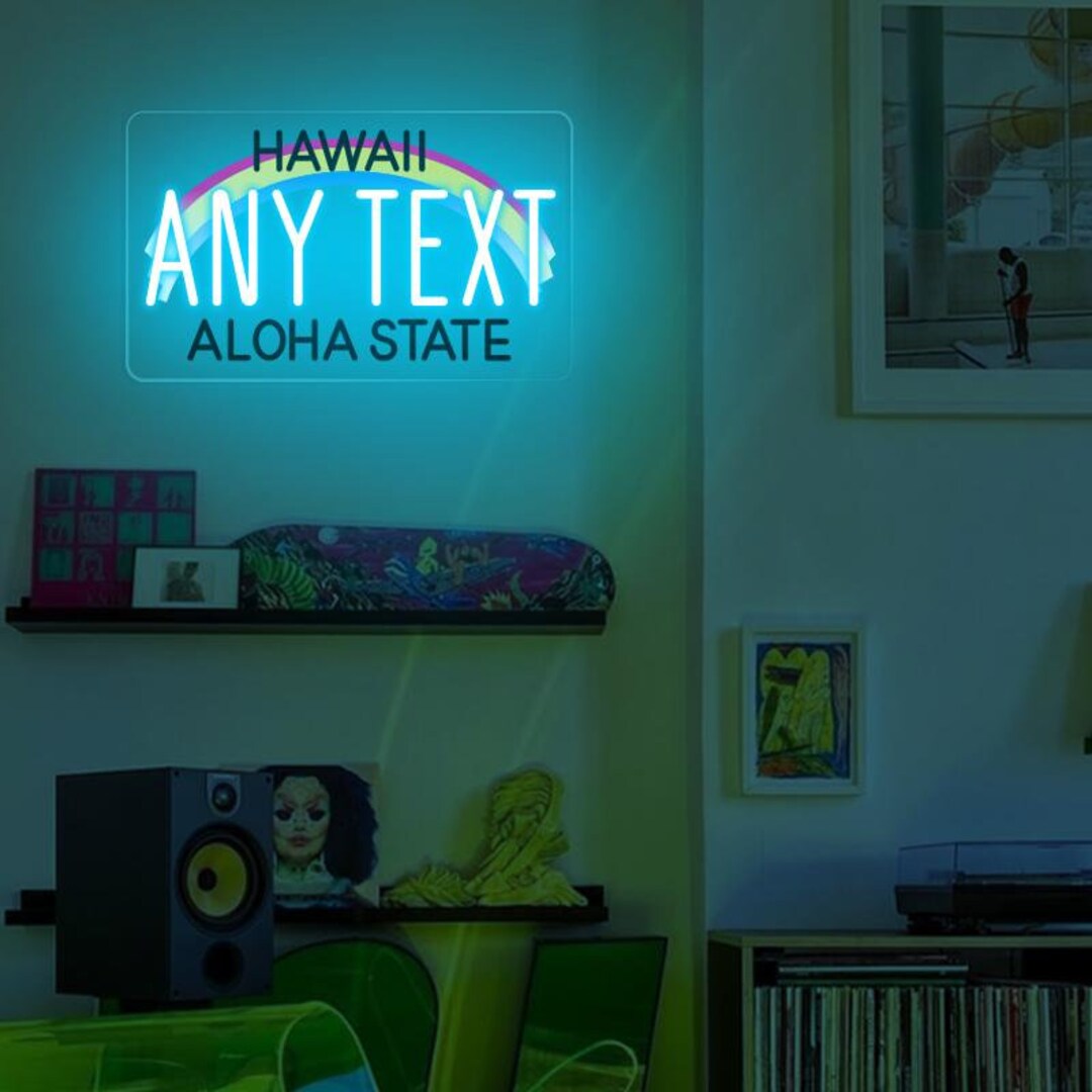Custom License Plate Neon Sign: Personalized Name, Man Cave Decor - Etsy