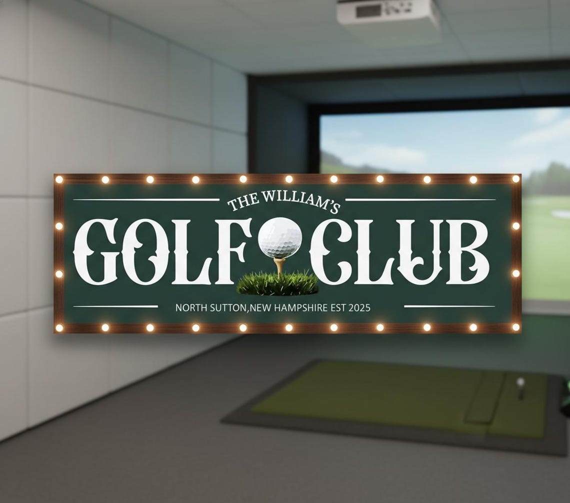 Custom Golf Marquee Sign for Home Bar, Personalized 19th Hole Light up ...