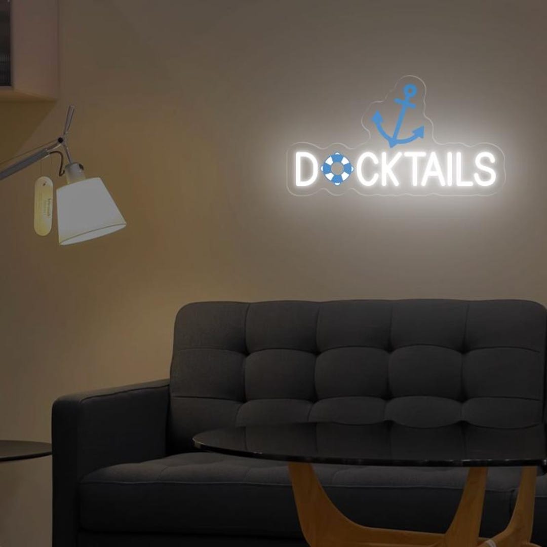 Docktails Anchor Neon Sign, Boating Wall Decor, Boat Roadie Sign ...