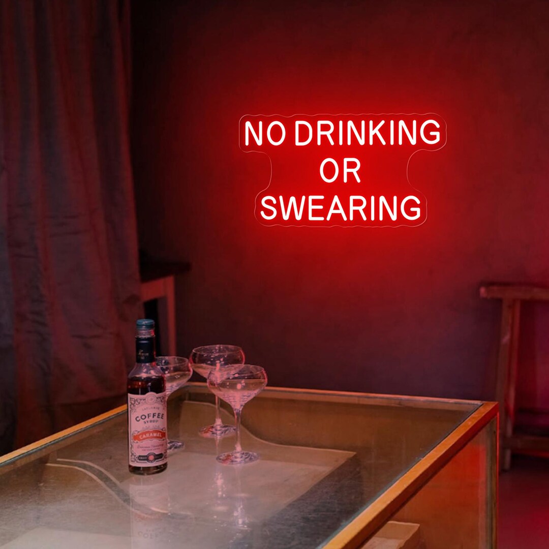 No Drinking or Swearing Neon Sign, Friend Drinking Gift, Vintage Bar ...