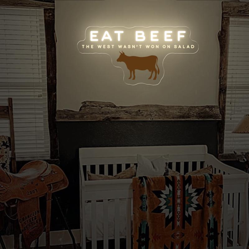 Eat Beef Neon Sign: Western Farmhouse Kitchen Decor - Etsy