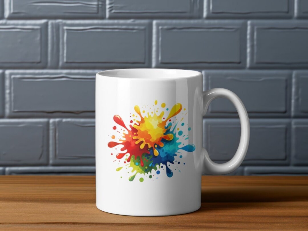 Colorful Paint Splatter Ceramic Coffee Mug, Double-sided Design With ...