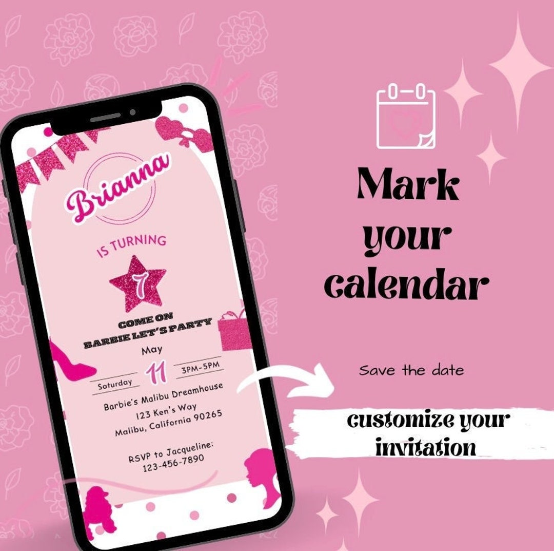 Barbie Girl Invitation, Party, Barbie Dream House, Malibu Barbie, Ken ...