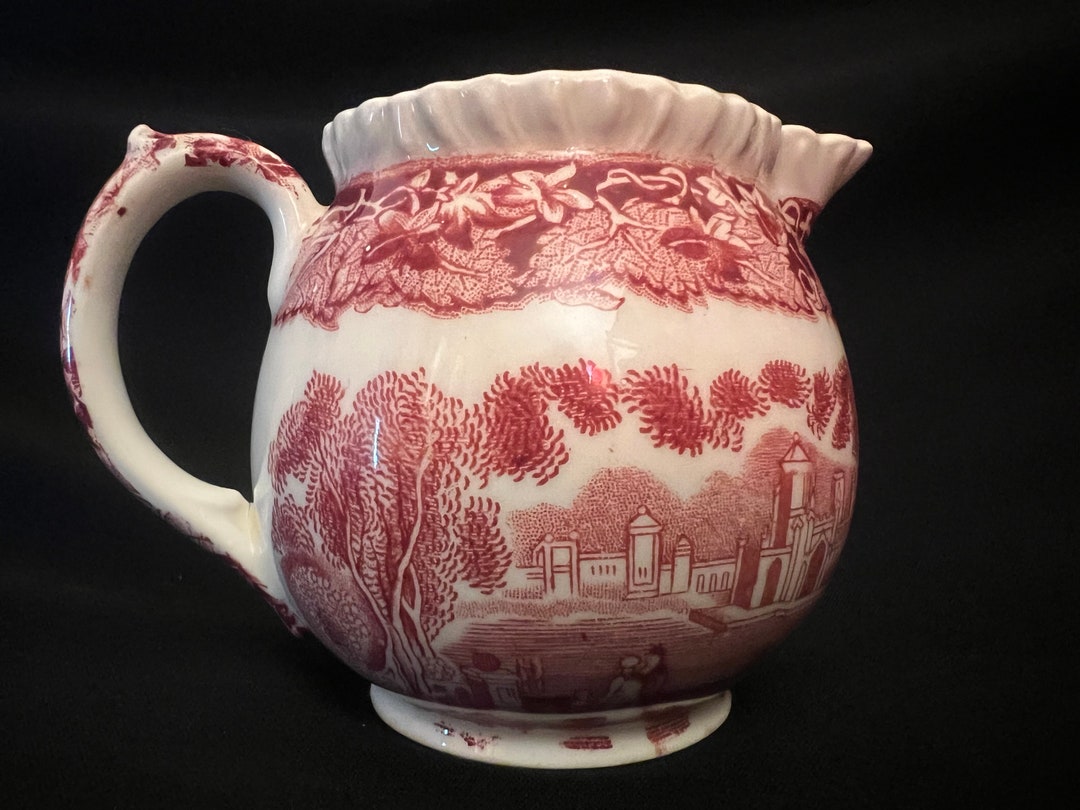 Antique Vintage Masons Vista Pink Transferware Made in England Creamer ...