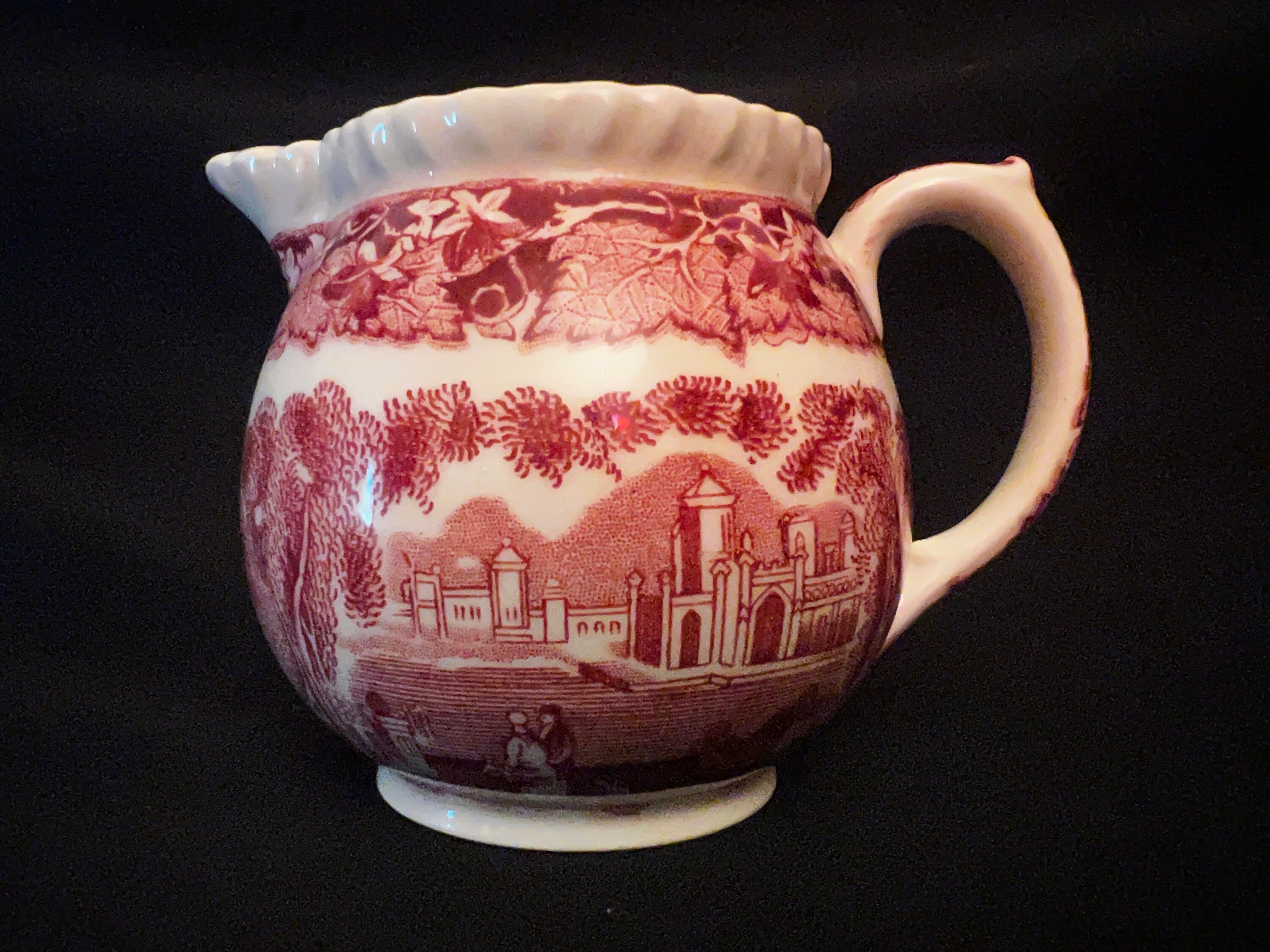 Antique Vintage Masons Vista Pink Transferware Made in England Creamer ...