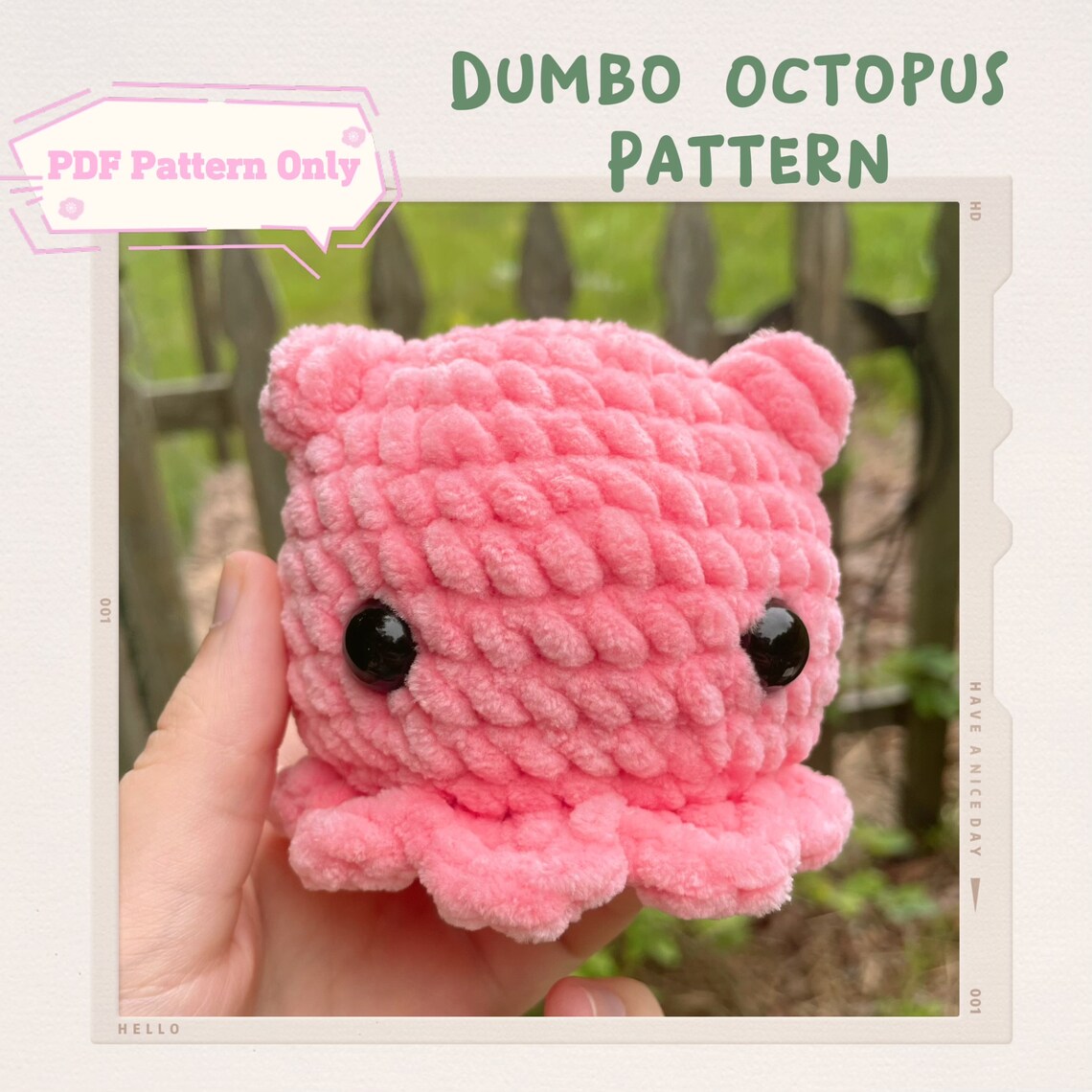 PDF PATTERN ONLY No Sew! Dottie the Dumbo Octopus Crochet Amigurumi ...