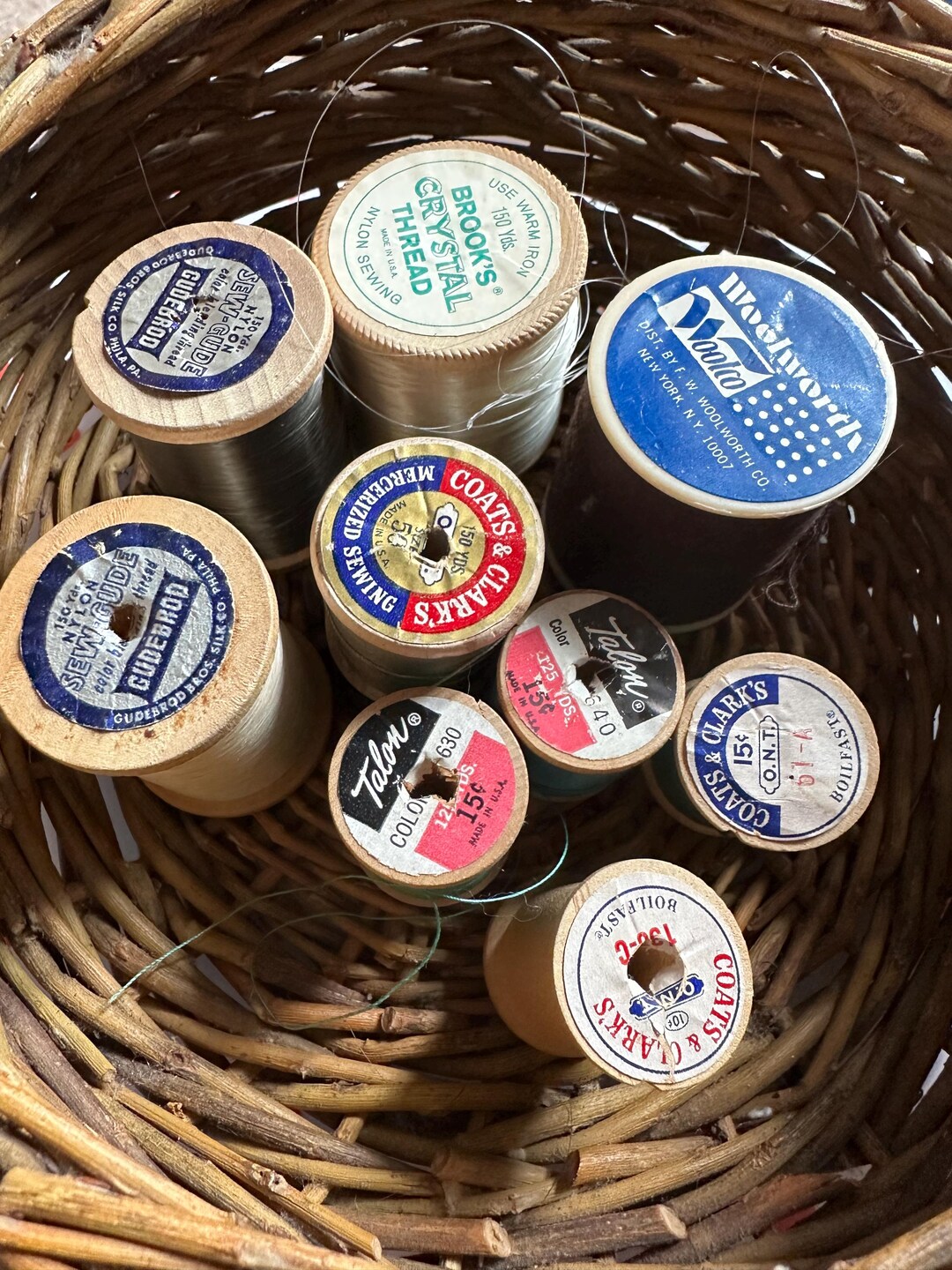8 Vintage Spools, 7 Wooden, 1 Vintage Plastic, 1 Small Empty - Etsy
