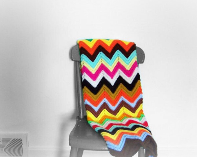 Colorful Zig Zag Afghan Throw - Etsy
