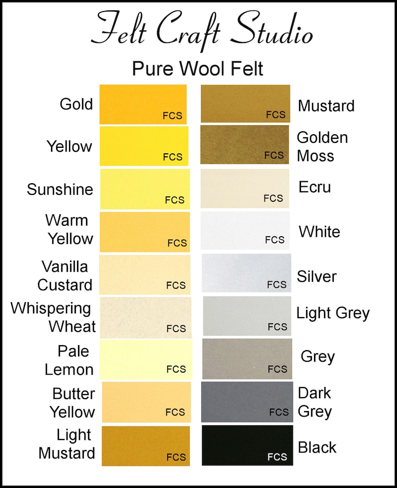 Pure Wool Felt - Australian Merino Wool - Choose Your Own Color - 1/2 ...