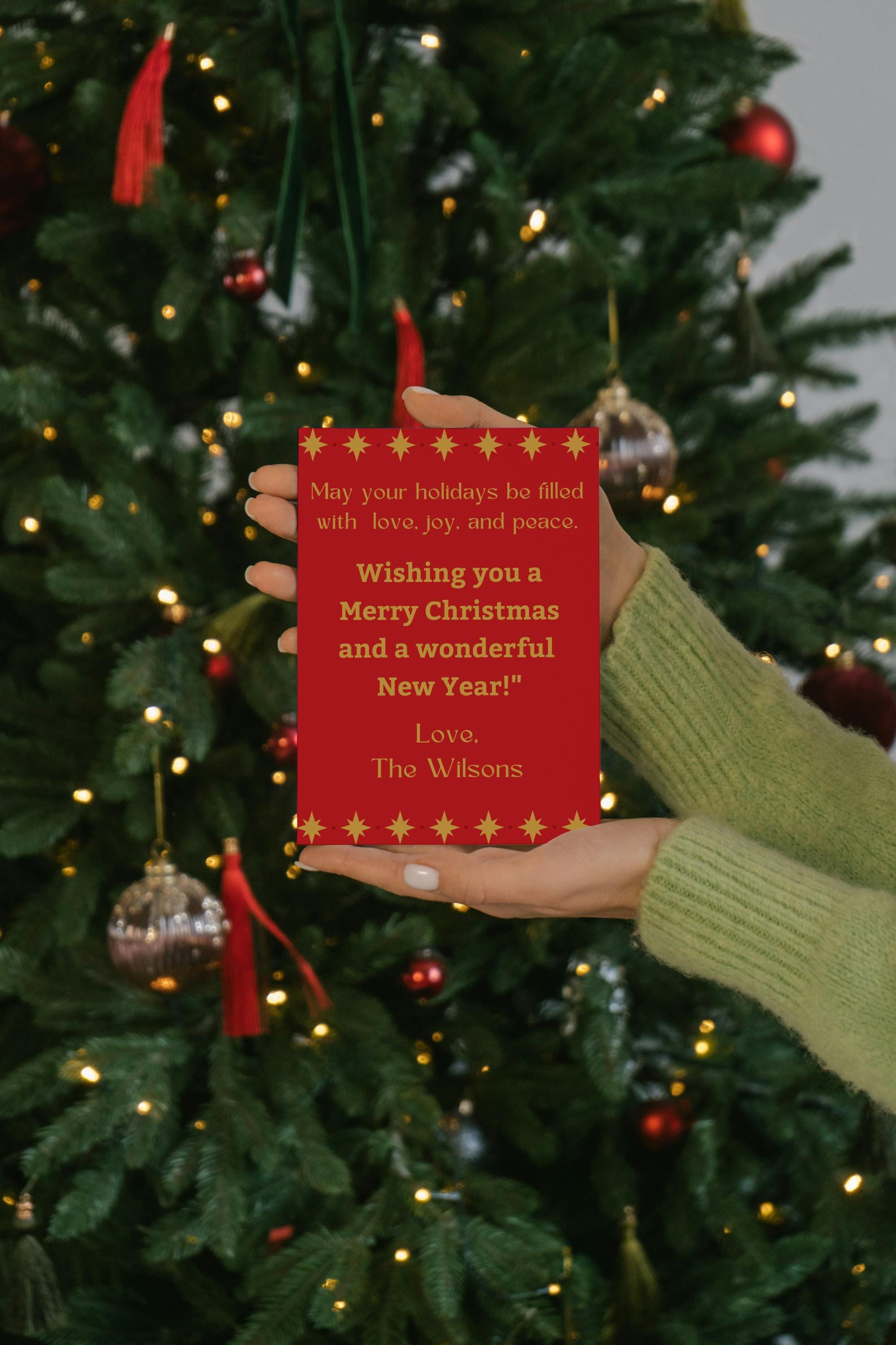Simple Red and Gold Printable Christmas Card. Edit and Customize With ...